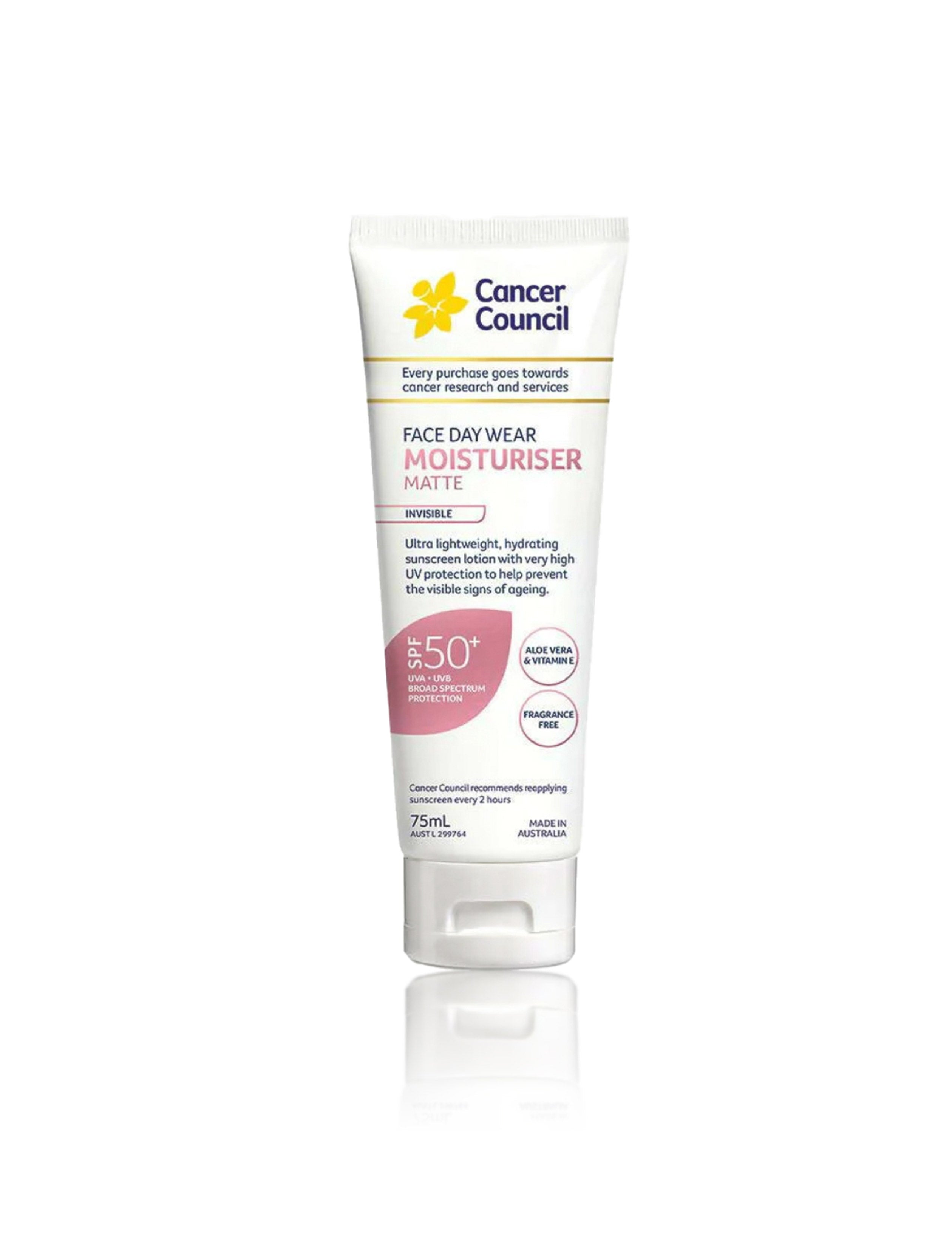 Cancer Council Face day Wear Moisturiser Matte Invisible SPF 50+ 75ml – WISTOS Australia